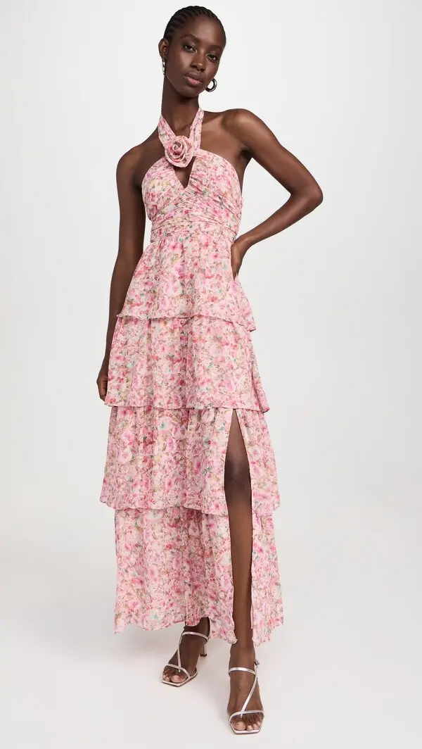 elliatt tess halter mini dress Tess Floral Halter Dress in Black main image 0