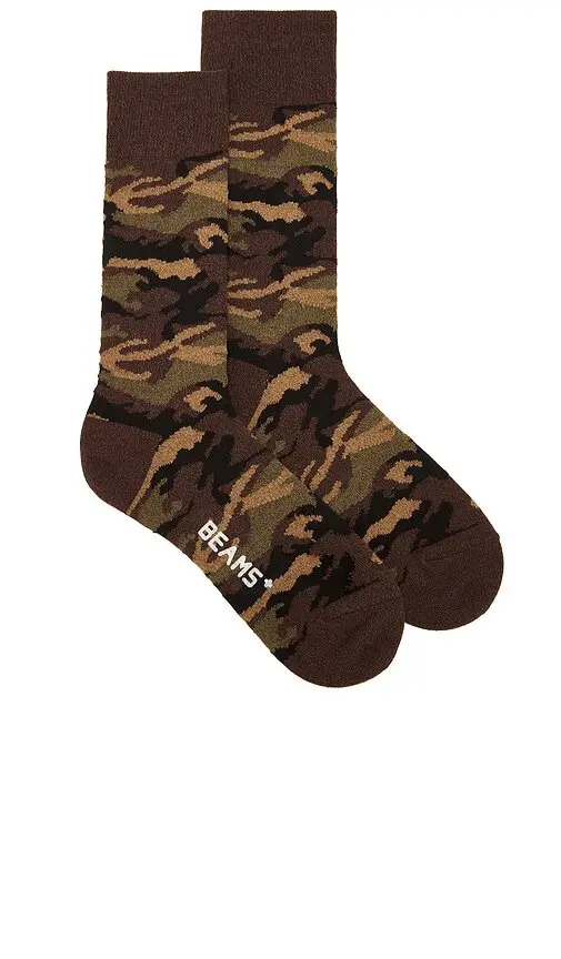 BEAMS Melange Camo Crew Socks