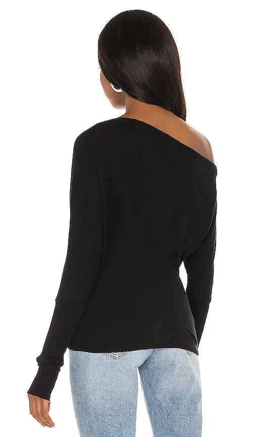 Enza Costa Cashmere Cuffed Off Shoulder Long Sleeve Top