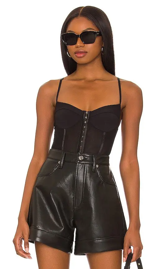 Free People Night Rhythm Corset Bodysuit - Black