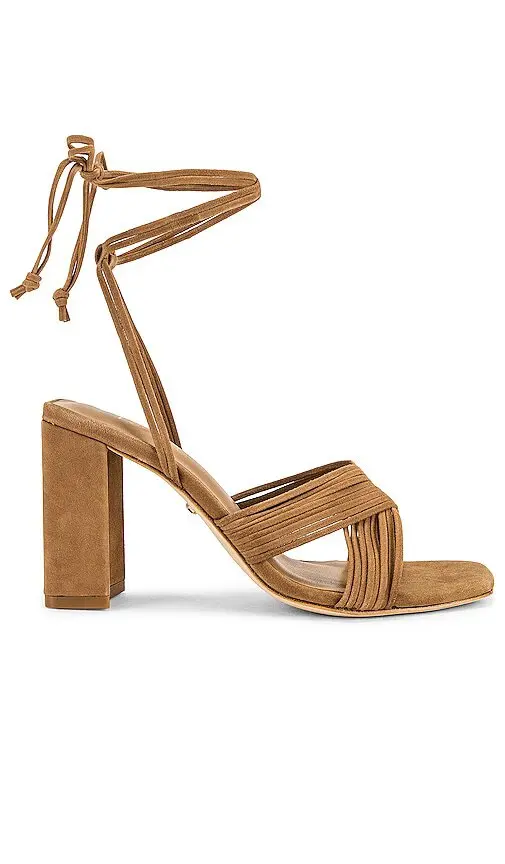 Raye Gian Strappy High Heel Sandals With Tie Ankle Wrap