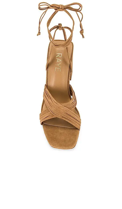 Raye Gian Strappy High Heel Sandals With Tie Ankle Wrap