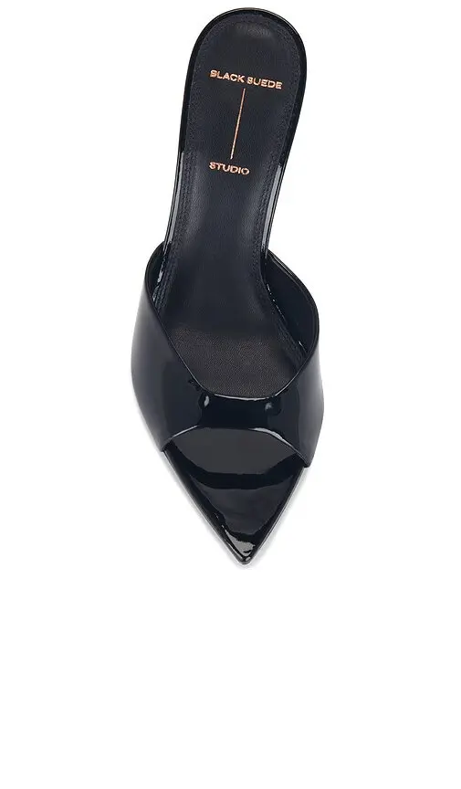 BLACK SUEDE STUDIO Brea Patent Leather Pointed Toe Stiletto Mules - Black