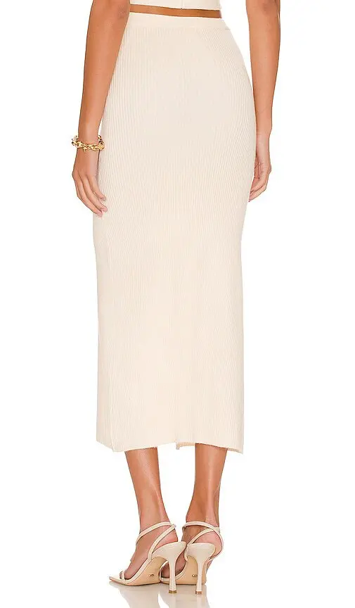 CAMILA COELHO Macadamia Ribbed Knit Skirt With Slit