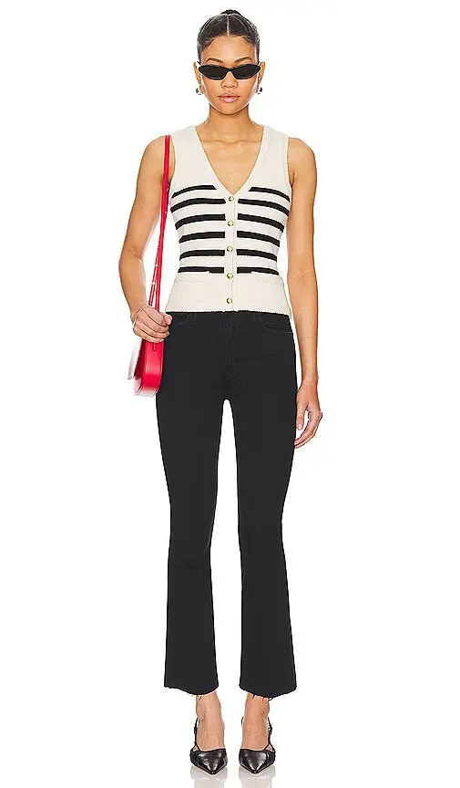 MOTHER Petite Lil Hustler Ankle Fray Jeans - Black