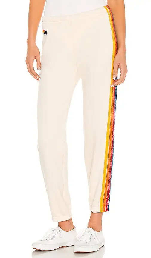 Aviator Nation 5 Stripe Sweatpant - Ivory
