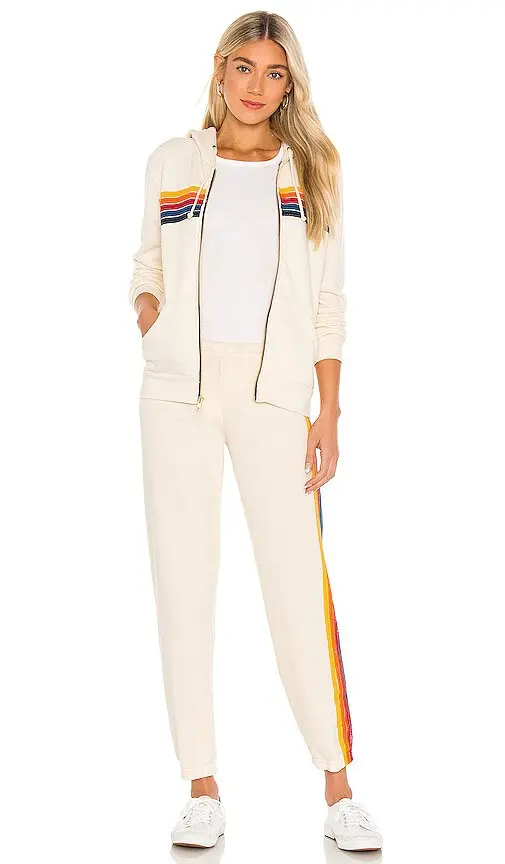 Aviator Nation 5 Stripe Sweatpant - Ivory