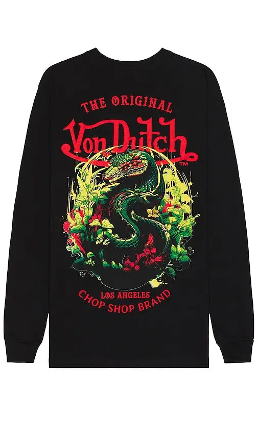 VON DUTCH Snake Graphic Long Sleeve Tee In . Also - Black