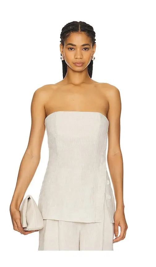 GRLFRND Linen Strapless Tunic Top - Beige