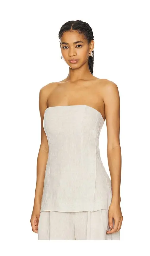 GRLFRND Linen Strapless Tunic Top - Beige
