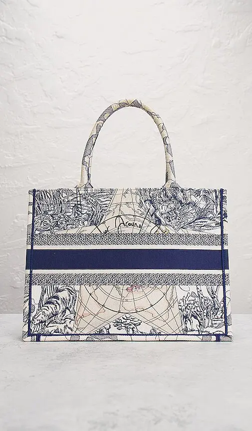 FWRD RENEW Dior Around The World Book Tote - Navy