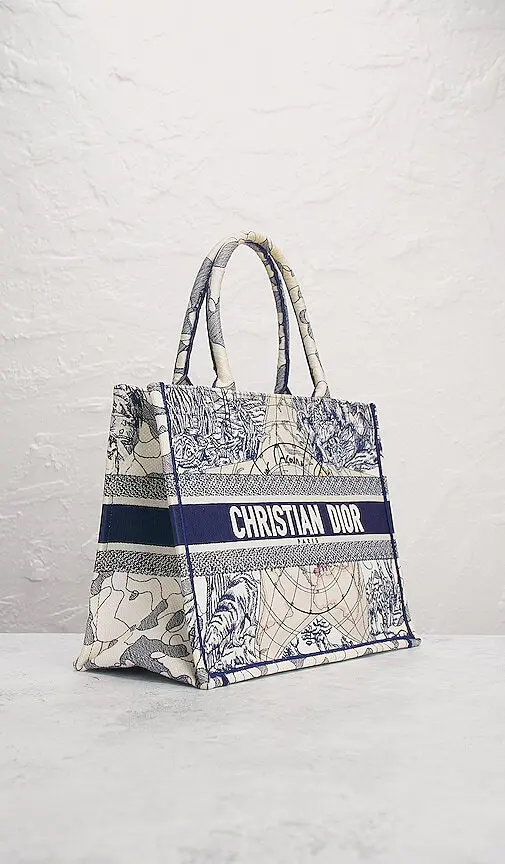 FWRD RENEW Dior Around The World Book Tote - Navy