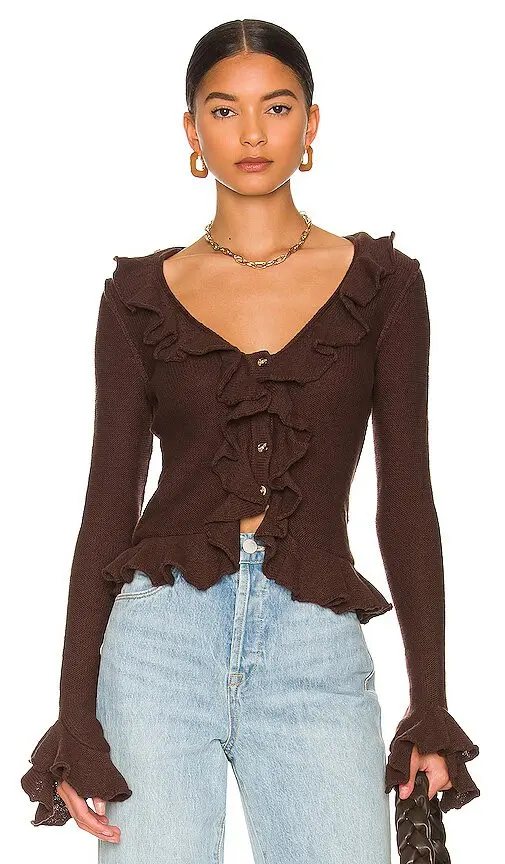 Lpa Ruffle Trim Sweater Cardigan