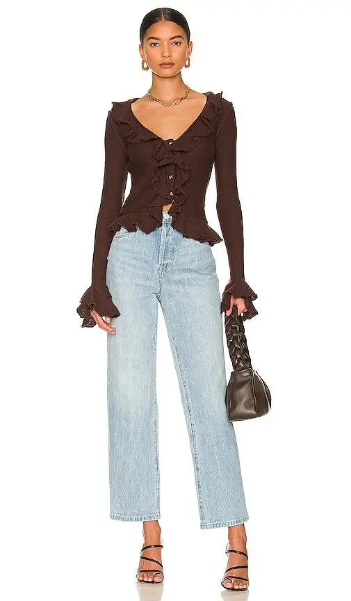 Lpa Ruffle Trim Sweater Cardigan