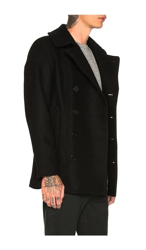 SCHOTT Slim Fit Pea Coat - Blue