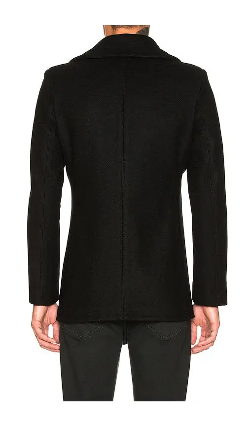 SCHOTT Slim Fit Pea Coat - Blue