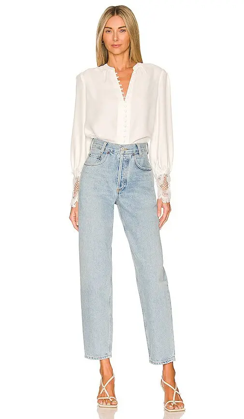 L'Agence Ava Lace Cuff Blouse - Ivory
