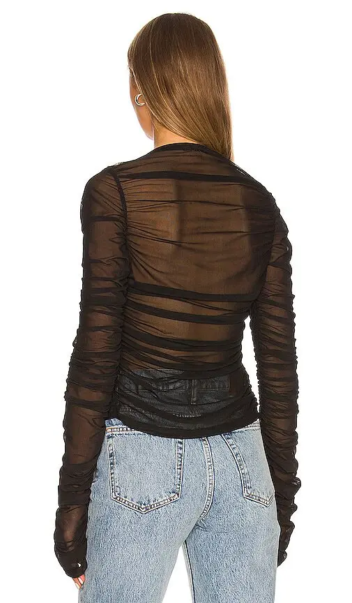 OW Sheer Ruched Mesh Cardigan