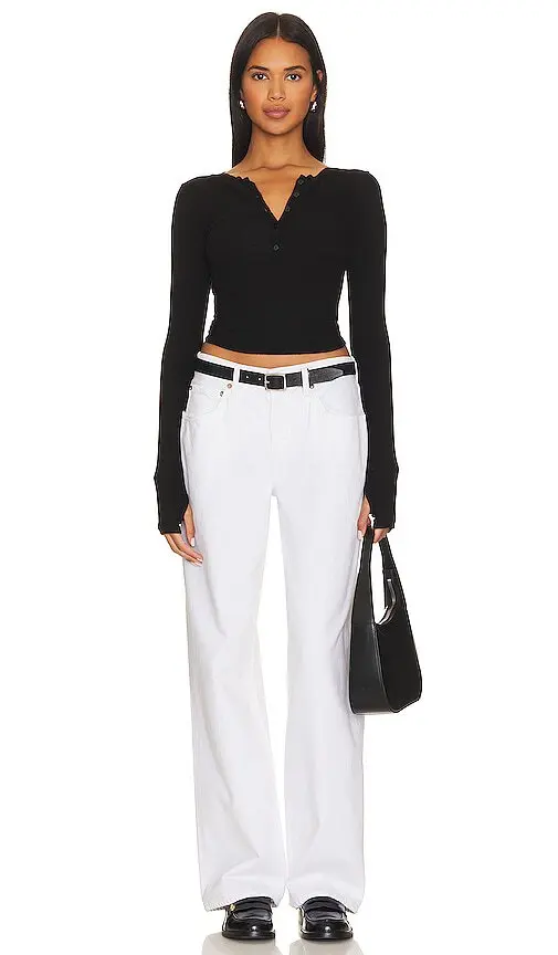 Enza Costa Rib Baseball Henley
