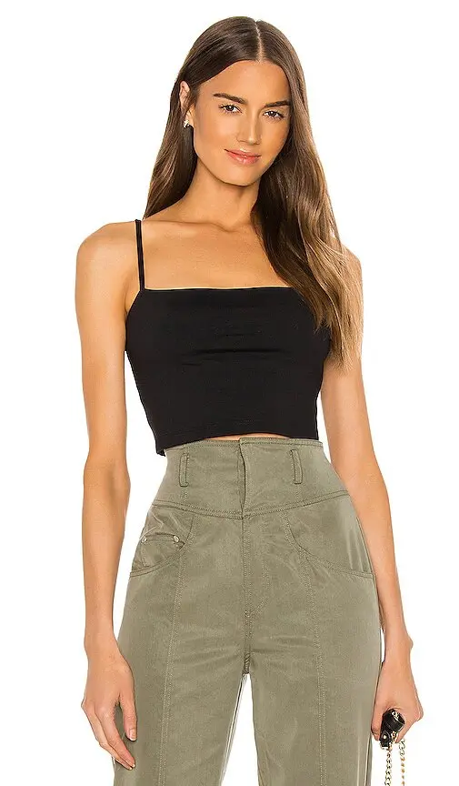 Susana Monaco Thin Strap Crop Tank - Black