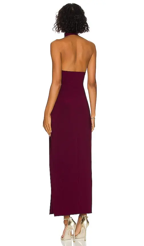 Norma Kamali Turtle Halter Side Slit Dress
