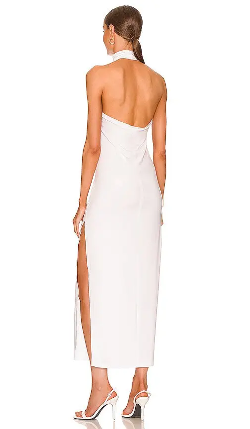 Norma Kamali Halter Turtle Side Slit Gown