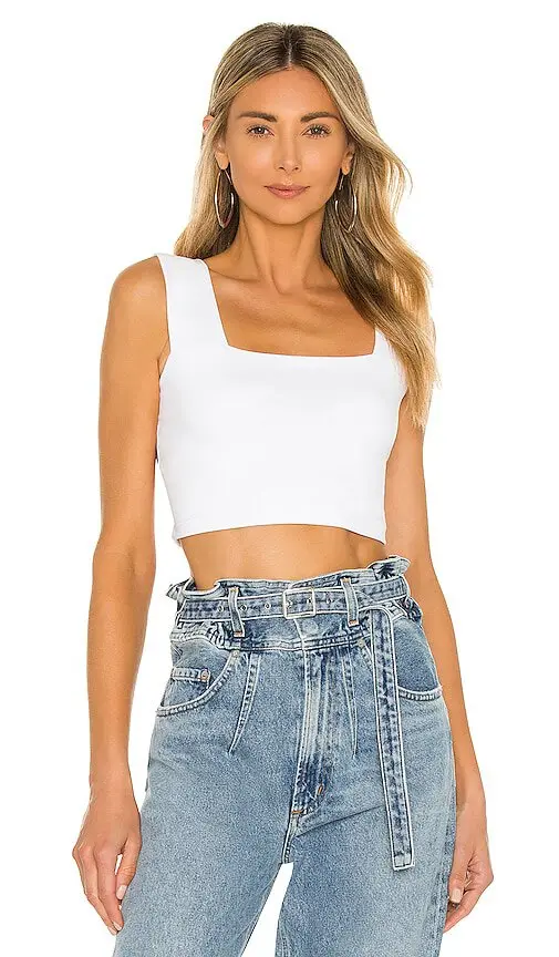 Susana Monaco Wide Strap Crop Top - White