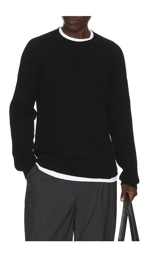 SCHOTT Ribbed Wool Crewneck Sweater