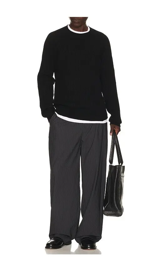 SCHOTT Ribbed Wool Crewneck Sweater