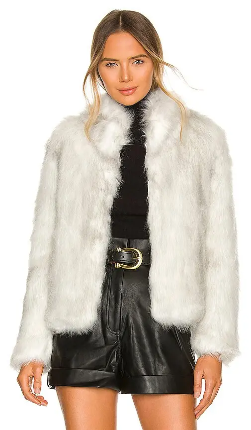 UNREAL FUR Fur Delish Faux Fur Jacket - Light Grey
