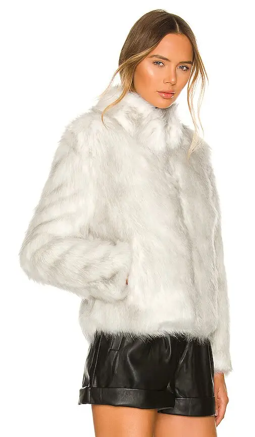 UNREAL FUR Fur Delish Faux Fur Jacket - Light Grey