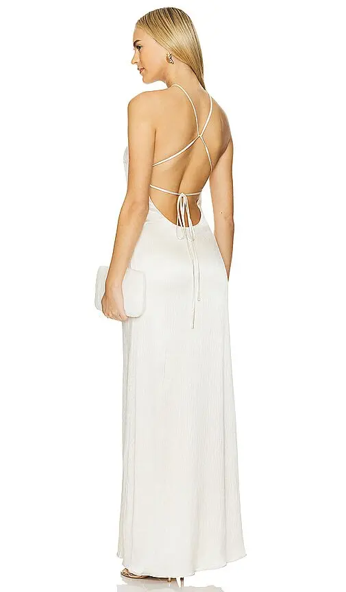Line & Dot Glossy Halter Maxi Dress