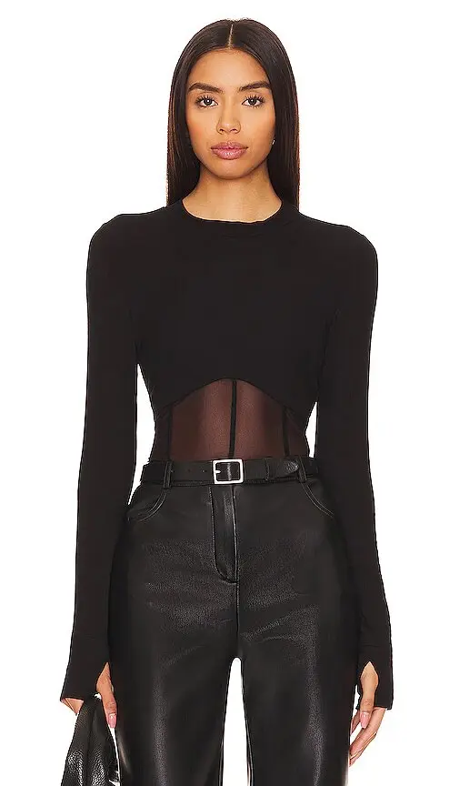 Michael Lauren Danton Rib Mesh Corset Top