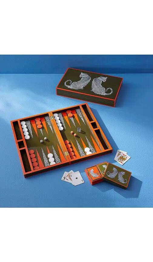 Jonathan Adler Leopard Backgammon Set - Red