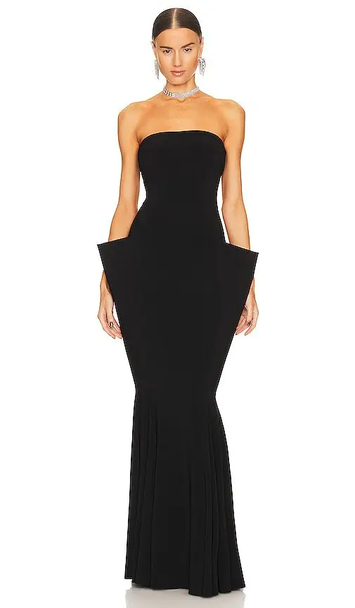 Norma Kamali Strapless Wing Fishtail Gown