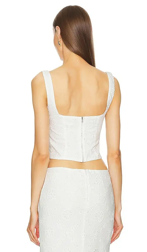 HELSA Eyelet Corset Top - White