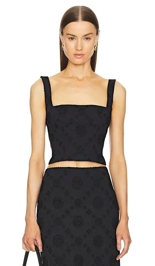 HELSA Eyelet Corset Top - Black