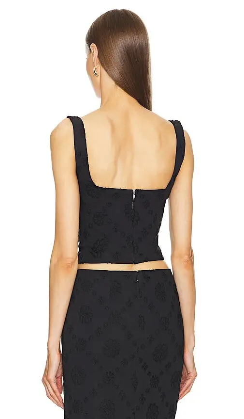 HELSA Eyelet Corset Top - Black