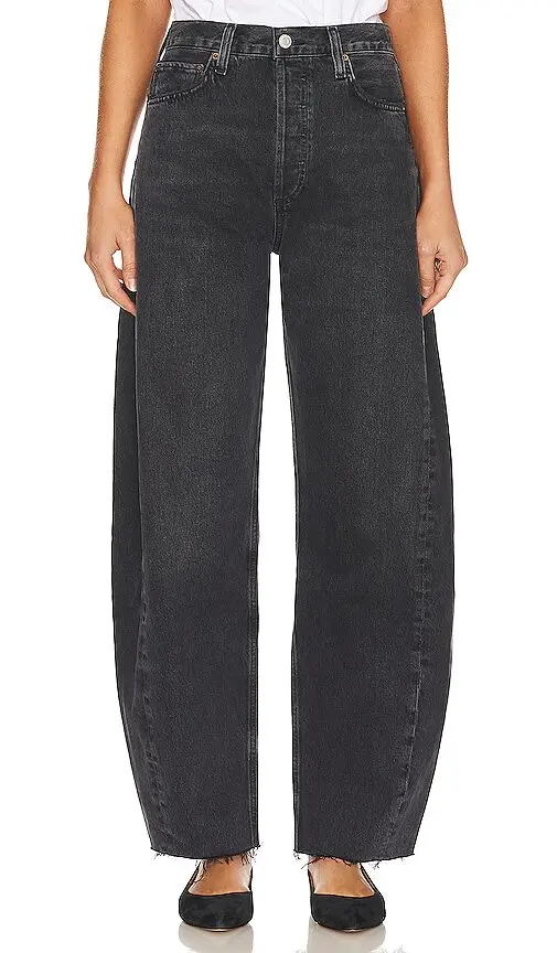 AGOLDE Luna Pieced Wide Leg Jeans - Black