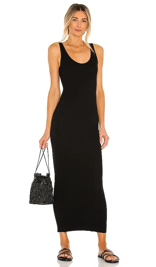 Enza Costa Silk Rib Ankle Length Tank Dress - Black