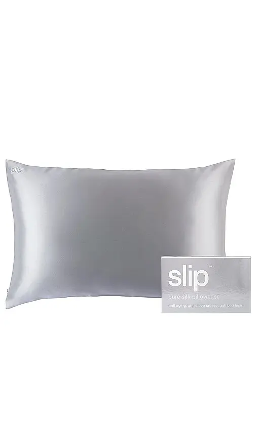 Slip Queen/standard Pure Silk Pillowcase In Silver - Metallic Silver