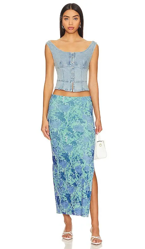 Free People Sally Denim Corset Top - Denim-light