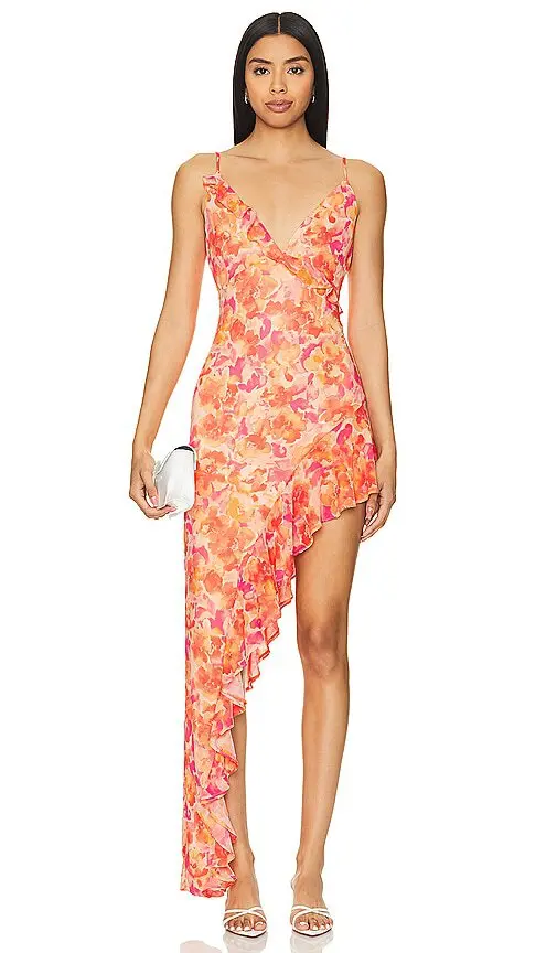LOVERS AND FRIENDS Lilo Asymmetrical Maxi Dress In . Also - Orange
