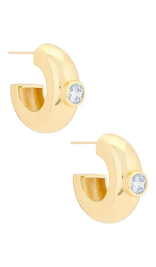 MEGA Large Cz Donut Hoop Earrings - Metallic Gold