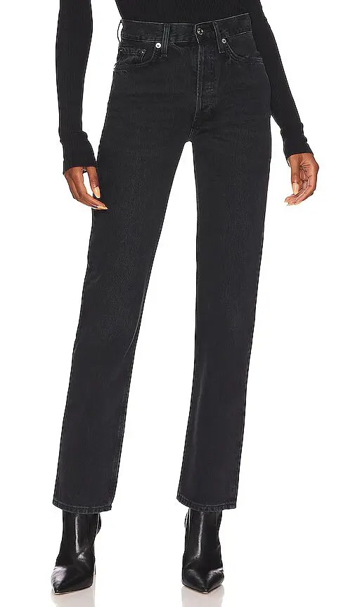 AGOLDE Lana Mid Rise Straight Jeans - Black
