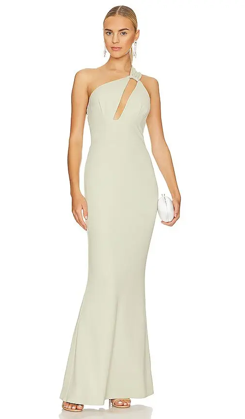 Katie May Edgy One-shoulder Gown - Sage