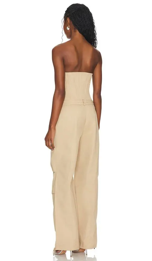 Retrofete Cotton Jumpsuit With Boned Bodice And Drawstring Hem