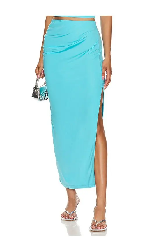 Susana Monaco Solid Side Gathered Slit Skirt