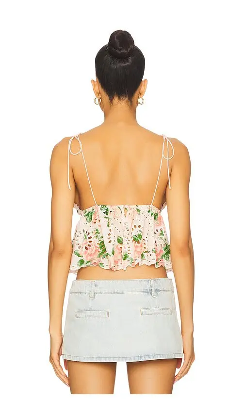 Majorelle Chrishelle Crop Top With Floral Print And Eyelet Fabric