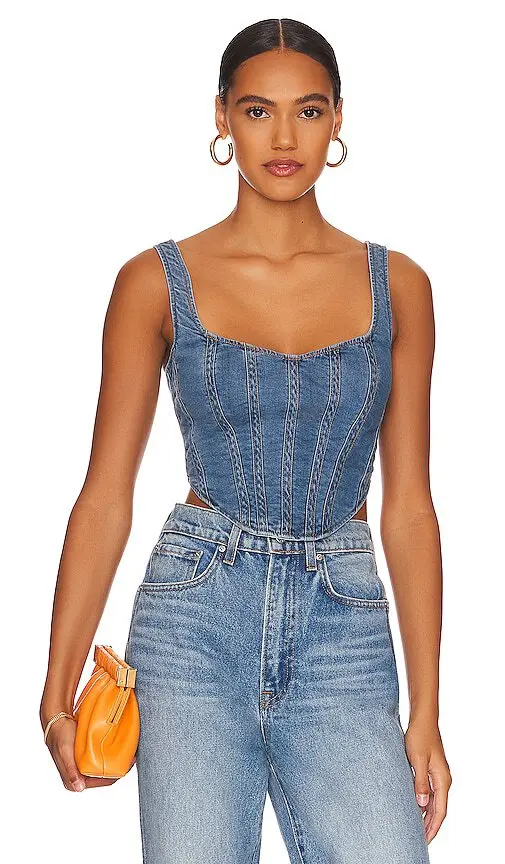 Bardot Denim Corset Bustier